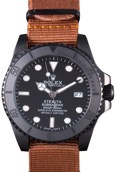 AAAAA Replica Rolex Submariner STEALTH MK IV Brown Fabric Band rl426 621388