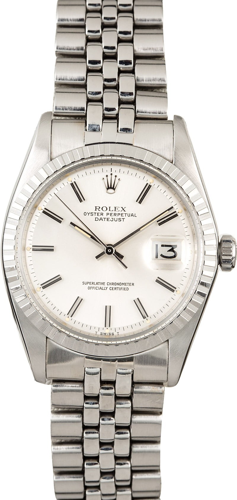 Designer Vintage Rolex Datejust 1603 Engine Turned Bezel JW2894
