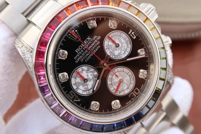 Knockoff Rolex Daytona 116599 Colorful Crystal Bezel Black Dial ...
